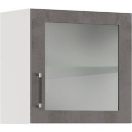IMPULS K&Uuml;CHEN Glash&auml;ngeschrank &raquo;"Prag", Breite/H&ouml;he: 50 oder 60/57,9 cm&laquo; vormontiert, mit Glasdreht&uuml;r, mit verstellbarem Glasfachboden grau Dekorfolie