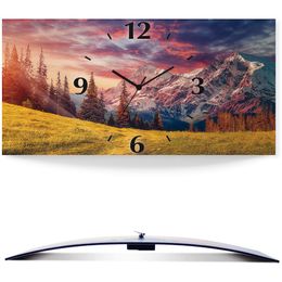Artland Wanduhr &raquo;Alpines Hochland&laquo; wahlweise mit Quarz- oder Funkuhrwerk, lautlos ohne Tickger&auml;usche rot B/H/T: 60cm x 30cm x 0,3cm, Funkuhr