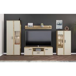 HBZ-MEBLE HBZ Wohnwand &raquo;Kanada Wohnwand, BxHxT 340x196x40&laquo; 4 Stk. tlg. Holzwerkstoff B/H/T: 340cmcm x 196cmcm x 40cmcm