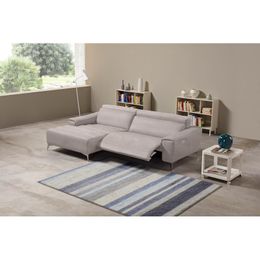 Egoitaliano Ecksofa &raquo;Suzette, Designsofa mit hohem Sitzkomfort&laquo; mit Recamiere, inkl. 1 elektronischen Relaxfunktion, L-Form grau Luxus-Micofaser Lederoptik (100% 