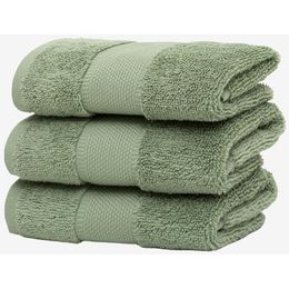 Gaestehandtuecher &raquo;Premium Low-Twist Baumwolle 550 g/m&sup2; &ndash; 3 G&auml;stehandt&uuml;cher&laquo; 30&times;50 cm &ndash; weich, saugf&auml;hig und ideal f&uuml;r G&auml;ste & Alltag gr&uuml;n Frottier, 