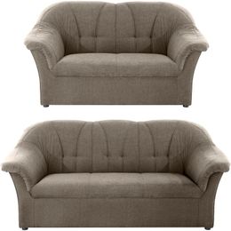 DOMO collection Polstergarnitur &raquo;Pegnitz&laquo; Set, 3-Sitzer & 2-Sitzer-Set braun 95% Polyester, 5% Nylon Chenille-Optik
