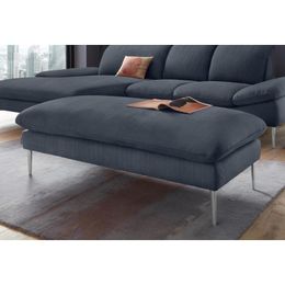 W.Schillig Hocker &raquo;enjoy&MORE&laquo; F&uuml;&szlig;e Chrom gl&auml;nzend, Breite 151 cm blau Chenille-Flachgewebe R66 (85% Polyester, 15% Nylon);Longlife Xtra-Leder Z59: 