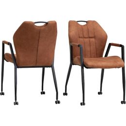OMG Design Armlehnstuhl &raquo;Point&laquo; (Set) 1 Stk.Esszimmerstuhl mit Rollen, B&uuml;rostuhl braun Stoff B/H/T: 55cm x 90cm x 63cm, 1 Stk., Stoff uni