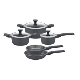 GSW Topf-Set &raquo;Easy Click&laquo; Set, Kochtopf 20/24 cm, Kasserolle 16 cm, Bratpfanne 20/24 cm, 8 Stk. tlg. Aluminiumguss schwarz Einheitsgr&ouml;&szlig;e