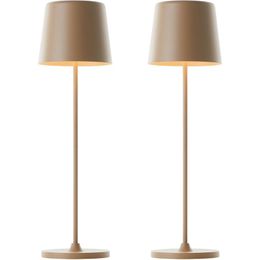 Brilliant LED Tischleuchte &raquo;Kaami - mobile LED Au&szlig;en Akku Tischlampe 2er-Set&laquo; LED-Modul 2 Stk. Warmwei&szlig; 310 lm, Touchdimmer, USB, Akku, Outdoor, Indoor, 