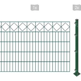 Arvotec Doppelstabmattenzaun &raquo;ESSENTIAL 100 zum Aufschrauben "Karo" mit Zierleiste&laquo; Zaunh&ouml;he 100 cm, Zaunl&auml;nge 2 - 60 m gr&uuml;n Kunststoff, Stahl H/L: 100cm x 2m