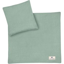 Julius Z&ouml;llner Kinderbettw&auml;sche &raquo;Baby- und Kinderbettw&auml;sche aus 100% Musselin&laquo; 2 Stk. erh&auml;ltlich in den Gr&ouml;&szlig;en 80x80+35x40cm und 100x135+40x60cm gr&uuml;n Musselin, 