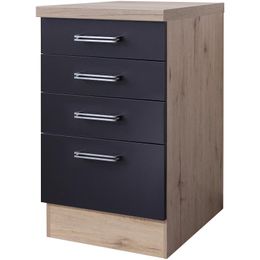 Flex-Well Unterschrank &raquo;Antigua&laquo; (B x H x T) 50 x 86 x 60 cm, mit praktischen Schubk&auml;sten grau Holzwerkstoff San Remo Eiche, B/H/T: 50cm x 86cm x 57cm, 