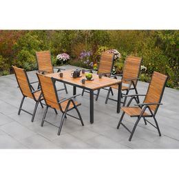 Merxx Garten-Essgruppe &raquo;Santorin&laquo; 7 Stk. tlg. grau Aluminium, Massivholz Einheitsgr&ouml;&szlig;e