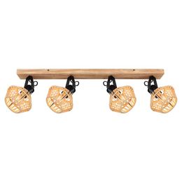 Globo LIGHTING Deckenspot &raquo;VALLI&laquo; E27 1 Stk. Dunkelbrauner Strahler mit Hanf, Metall schwarz matt, E27 4x60W braun 4, H: 25cm, 1 Stk.
