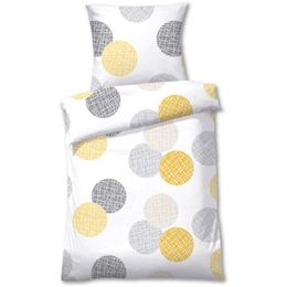 Dyckhoff Bettw&auml;sche &raquo;Kaja&laquo; 2 Stk. gelb Frottee, Obermaterial: 75% Baumwolle, 25% Polyester B/L: 155cm x 220cm, 1 Stk., 1 Stk., Frottee, B/L: 80cm x 80cm, 2 Stk