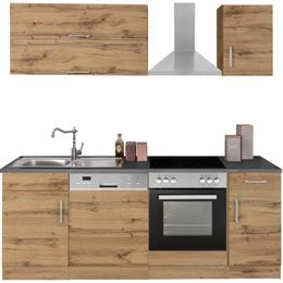 KOCHSTATION K&uuml;chenzeile &raquo;KS-Colmar&laquo; ohne E-Ger&auml;te, Breite 210 cm braun B/H/T: 210cm x 60cm