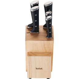 Tefal Messerblock &raquo;Ice Force&laquo; 6 Stk. Eish&auml;rtung, dauerhafte Leistungsst&auml;rke, formsch&ouml;n, Edelstahl/Holz silber Einheitsgr&ouml;&szlig;e