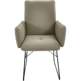 K+w Komfort & Wohnen K+W Komfort & Wohnen Armlehnstuhl () 1 Stk.Drahtkufengestell in Metall schwarz, Griff am R&uuml;cken, Steppung im Sitz gr&uuml;n B/H/T: 61cm x 91cm x 62cm, 1 