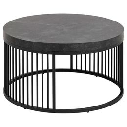 ACTONA GROUP Couchtisch &raquo;Strington&laquo; Rund Sofatisch, Izmir matt schwarz rau Melamin, &Oslash;65x35cm schwarz B/H/T: 64,5cm x 35cm x 64,5cm, Stahl