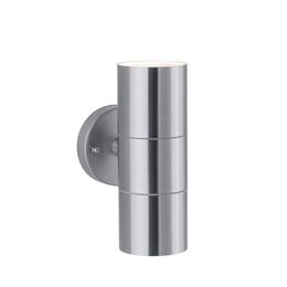 Paulmann Au&szlig;en-Wandleuchte &raquo;Flame IP44 60mm max. 2x10W 230V Edelstahl geb&uuml;rstet Edelstahl&laquo; GU10 1 Stk. silber 2, &Oslash; 6cm H: 16,3cm, 1 Stk.