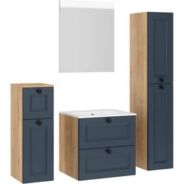 Nobilia Badm&ouml;bel-Set &raquo;Cascada&laquo; Set, mit Waschbecken, inkl. beleuchtetem Spiegel mit Touch-Sensor, 4 Stk. tlg. B/H/T: 140cmcm x 169cmcm x 48,7cmcm