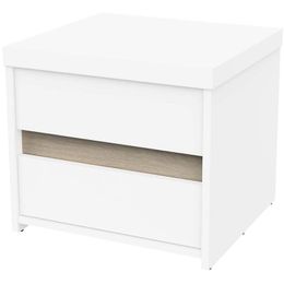 Demeyere Group Nachtschrank 1 Stk. tlg. wei&szlig; Holzwerkstoff kronberg eich /matt wei&szlig;, B/H/T: 43,1cm x 38,8cm, Schubladen: 2 Stk.