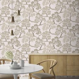 Sublime Vliestapete &raquo;TREES NATURAL GOLD&laquo; floral gepr&auml;gt Design Tapeten beige Vlies B/L: 0,52m x 10m, Rollen: 1