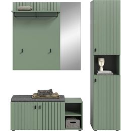 Home Affaire Garderoben-Set &raquo;TATIO, 4-tlg. Garderobenkombination, Breite: 161 cm, Rillenfr&auml;sung&laquo; Set, Set, best. aus: 1 Paneel, 1 Garderobenschrank,1 