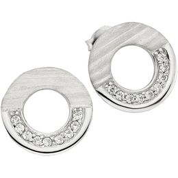 Bruno Banani Damen Paar Ohrstecker &raquo;Schmuck&laquo; mit Zirkonia (synth.) silber 14,8mm, Silber 925 (Sterlingsilber)