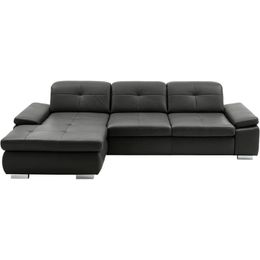 Die PlanBar Ecksofa &raquo;PN-IN16012 L-Form, Breite 309 cm&laquo; inkl. Sitztiefenverstellung, optional mit Kopfteilverstellung schwarz B/H/T: 309cm x 85cm x 