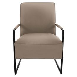 K+w Komfort & Wohnen K+W Komfort & Wohnen Cocktailsessel mit bezogenen Armlehnen, Gestell in Metall schwarz Struktur grau Leder Longlife BRONCO, B/H/T: 62cm x 77cm x 83cm