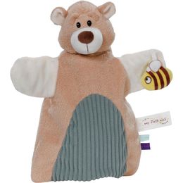 Schmusetuch &raquo;My first Nici, Handpuppe B&auml;r 2in1 26x25 cm&laquo; sanfte Materialmix aus glattem und geripptem Pl&uuml;sch beige Einheitsgr&ouml;&szlig;e Schmusetuch