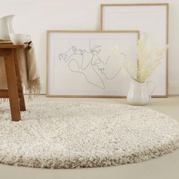 Hochflor-Teppich &raquo;Matteo HL-0961&laquo; rund 50 mm H&ouml;he 100% recyceltem PET, Langflor, Shaggy, Wohnzimmer beige Polyester &Oslash; 200cm 1 Stk., 50mm, &Oslash; 200cm