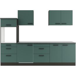 Optifit K&uuml;chenzeile &raquo;Palma&laquo; Breite 270 cm, wahlweise mit E-Ger&auml;ten, seitenverkehrt stellbar gr&uuml;n B/H/T: 270cm x 60cm, ohne E-Ger&auml;te
