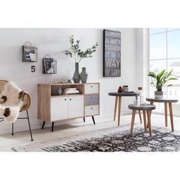 Sit Sideboard &raquo;Kommode MAILBOX &ndash; Scandi-Shabby Chic Anrichte mit 3 Schubladen&laquo; Scandi-Shabby Chic Sideboard mit 3 Schubladen & 2 T&uuml;ren bunt 