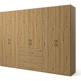 set one by Musterring Dreht&uuml;renschrank &raquo;Henderson&laquo; mit 3 Schubladen, inkl. Fachb&ouml;den und Kleiderstangen braun Holzwerkstoff B/H/T: 301cm x 223cm x 
