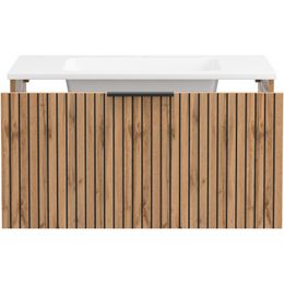 Welltime Badm&ouml;bel-Set &raquo;, Carlton Waschtisch-Set, 80 oder 120 cm, gestreift&laquo; 2 Stk. tlg. schwarz Holzwerkstoff Set 9: 2tlg. Waschtisch-Set 80cm: 
