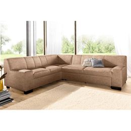 DOMO collection Ecksofa &raquo;Norma, moderne Armlehnen, zeitlos und elegant, Breite 247cm, L-Form&laquo; wahlweise mit Bettfunktion braun Microfaser PRIMABELLE (