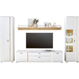 Home Affaire Wohnwand &raquo;LONG ISLAND&laquo; Set, 4 Stk. tlg. wei&szlig; Holzwerkstoff B/H/T: 330cmcm x 200cmcm x 42cmcm
