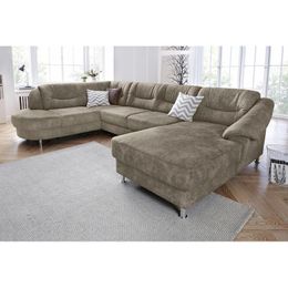 Sit & More sit&more Wohnlandschaft &raquo;Salsa U-Form&laquo; mit Federkern, wahlweise mit Schlaffunktion grau Struktur (100% Polypropylen);Bedruckte Microfaser (100% 
