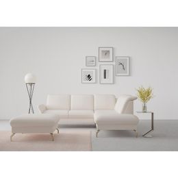 Sit & More sit&more Ecksofa &raquo;Fashion L-Form&laquo; wahlweise mit Kopfteilverstellung, Vorziehsitz, motorisch, Nickelf&uuml;&szlig;e beige B/H/T: 250cm x 84cm x 207cm, Luxus-
