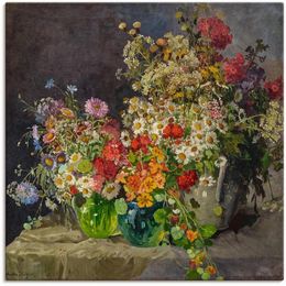Artland Leinwandbild &raquo;Stillleben mit Wiesenblumen in Kr&uuml;gen.&laquo; Arrangements 1 Stk. tlg. auf Holzrahmen gespannt beige Leinwand B/H/T: 50cm x 50cm, Leinwandbild