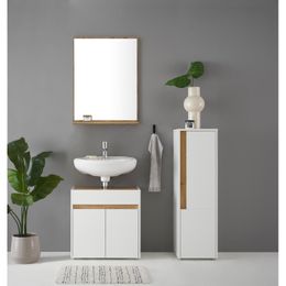 Home Affaire Badm&ouml;bel-Set &raquo;CITY/ GIRON, Bad im zeitlosen Design, 3-teiliges Badezimmer&laquo; Set, 3 Stk. tlg. wei&szlig; Holzwerkstoff B/H/T: 114cmcm x 114cmcm x