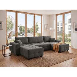 OTTO home Wohnlandschaft &raquo;Bella U-Form, Breite 314 cm&laquo; Wonlandschaft, Schlaffunktion,Bonnelfederkern,R&uuml;ckenkissen grau 100%Polyester B/H/T: 314cm x 