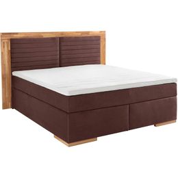 Home Affaire Boxspringbett &raquo;Cup&laquo; mit Massivholzrahmen, mit Topper, in 2 H&auml;rtegraden, in 3 Breiten braun Bezug: Luxus-Microfaser (100% Polyester);Bezug