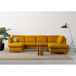 Home Affaire Wohnlandschaft &raquo;Trelleborg U-Form&laquo; optional Schlaffunktion und Bettkasten, inkl. Federkern-Polsterung gelb 100% Polyester B/H/T: 307cm x 
