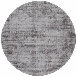 CarpetFine Teppich &raquo;Ava Viskoseteppich&laquo; rund 13 mm H&ouml;he Seidenoptik, leichter Glanz, Wohnzimmer grau Viskose &Oslash; 80cm 1 Stk., 13mm, &Oslash; 80cm
