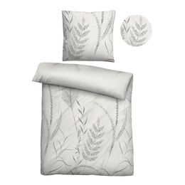 Biberna Bettw&auml;sche &raquo;0840518&laquo; 2 Stk. kuschelig warm, samtweich, Melange, 100% Baumwolle, made in Germany grau Flanell, Obermaterial: 100% Baumwolle B/L: 155cm 