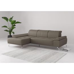 OTTO home Ecksofa &raquo;Caluna&laquo; Inkl.Sitztiefenverstellung, wahlweise mit Kopf- und Armteilverstellung grau B/H/T: 280cm x 81cm x 174cm, NaturLEDER , 