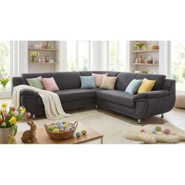 Trendmanufaktur Ecksofa &raquo;Rondo wahlweise mit Schlaffunktion, bequeme Armlehnen&laquo; L-Form, wahlw.mit Federkern, F&uuml;&szlig;e chromfarben, Unser Dauertiefpreis 
