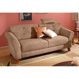 OTTO home 3-Sitzer &raquo;Trondheim&laquo; mit Federkern, Knopfheftung im R&uuml;cken braun Struktur weich ( 97% Polyester, 3% Baumwolle);Luxus-Microfaser ALTARA 
