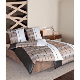 Janine Bettw&auml;sche &raquo;MILANO 45026&laquo; 2 Stk. mit Rei&szlig;verschluss braun Mako-Satin, Obermaterial: 100% Baumwolle B/L: 155cm x 220cm, 1 Stk., 1 Stk., Mako-Satin, B/L