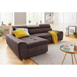 Sit & More sit&more Ecksofa &raquo;Riva L-Form&laquo; inklusive Kopteilverstellung, wahlweise mit Schlaffunktion braun Flachgewebe (100% Polyester);Luxus-Microfaser (100% 